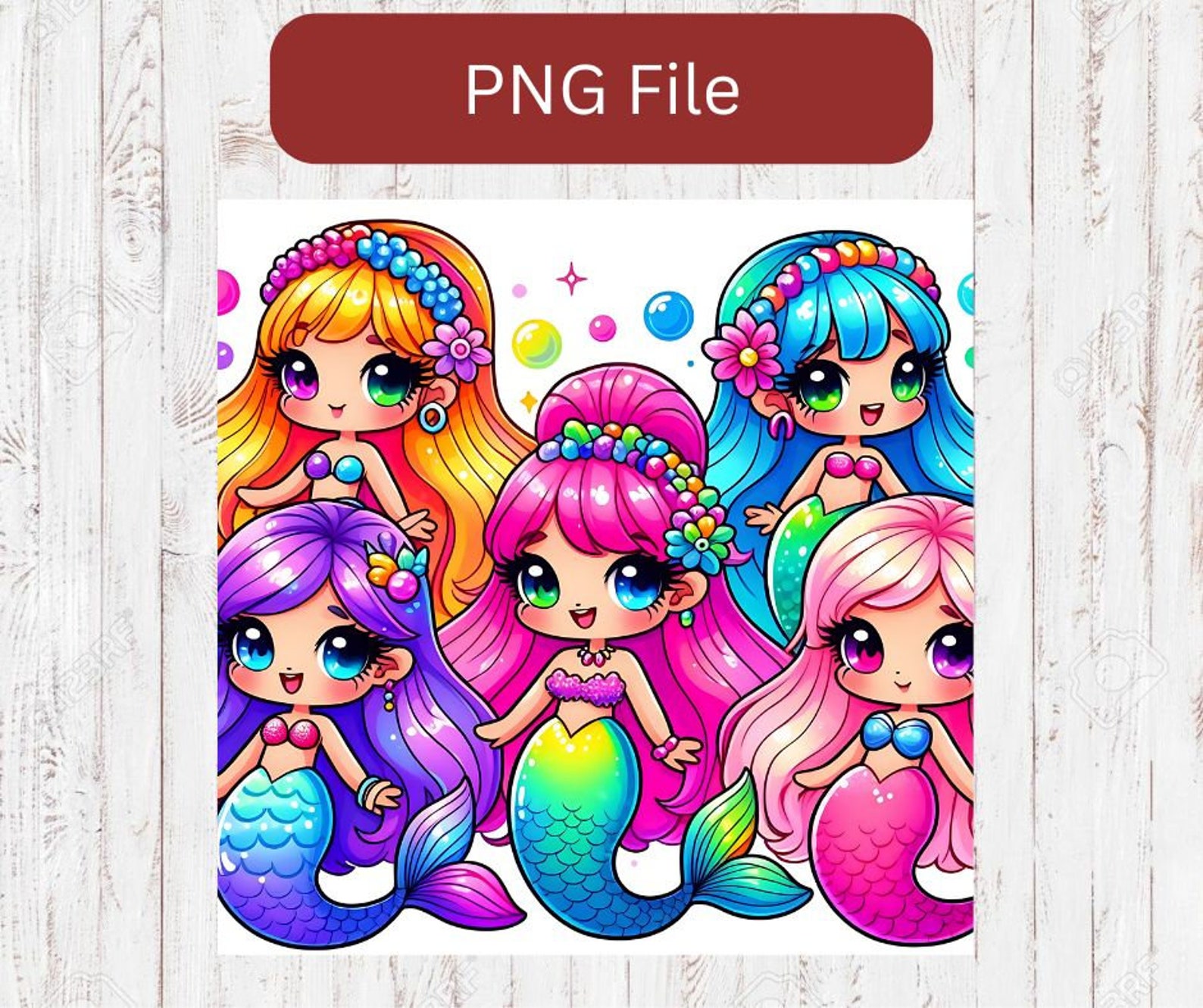 Colorful Mermaids for Kids PNG Sublimation Design File Mermaid Party - Etsy