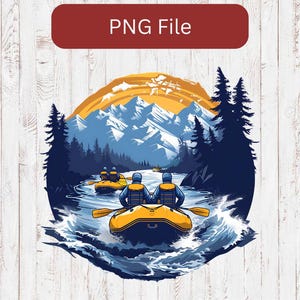White Water Rafting PNG Files for Sublimation or DTF Design Mountain ...