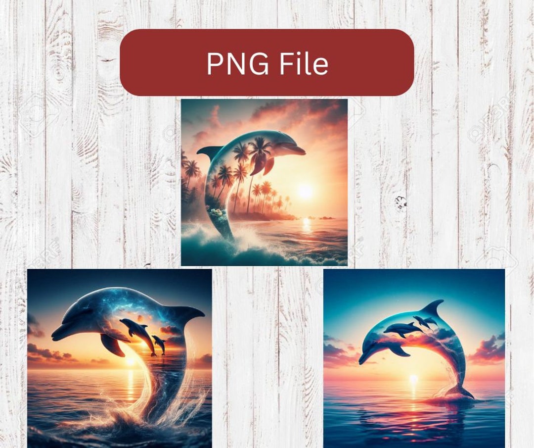 Sunset Beach Dolphin 300 DPI PNG Sublimation Design File - Etsy