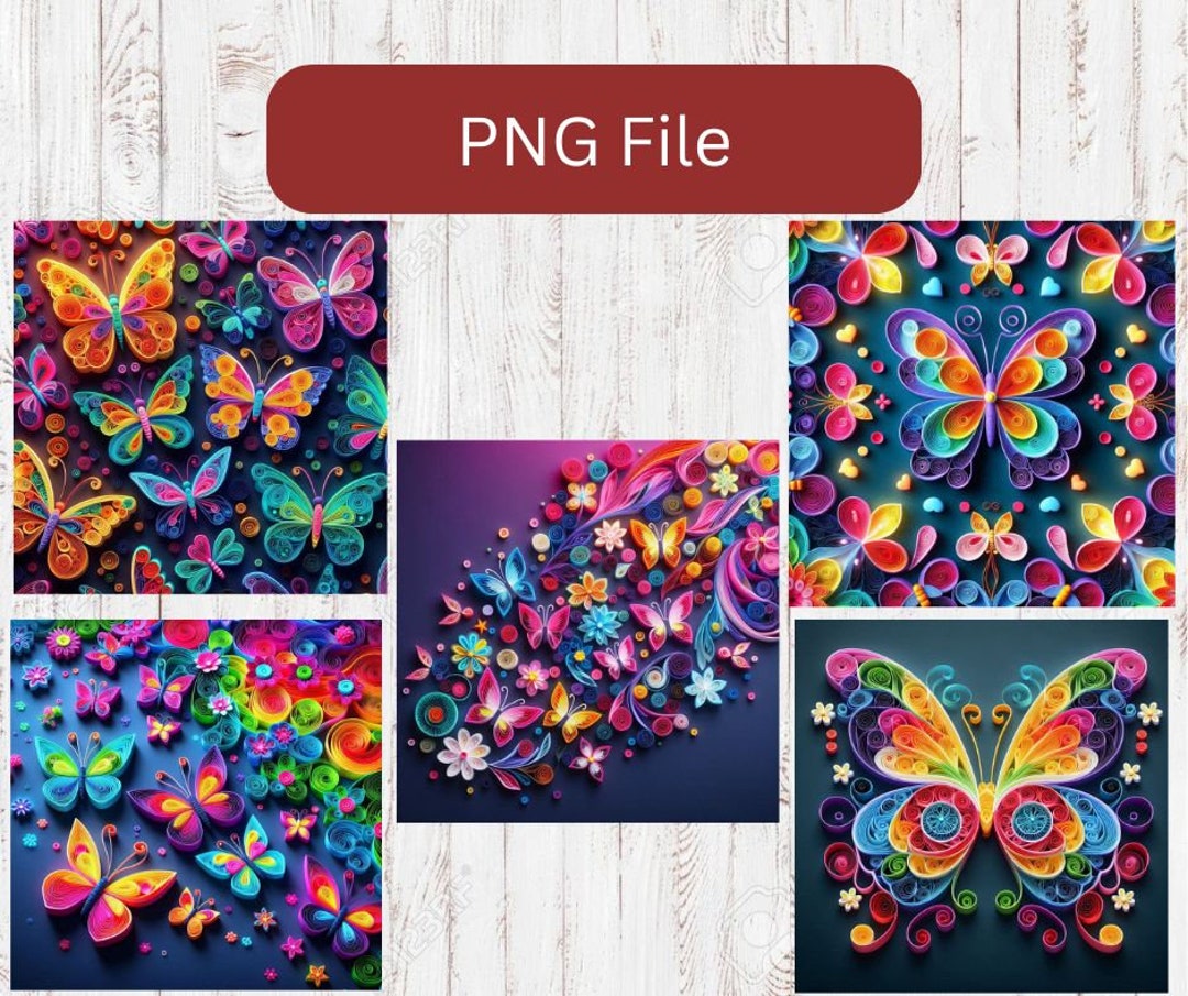 PNG Butterfly Quilling Art Design Files for Sublimation, Print, Tumbler ...