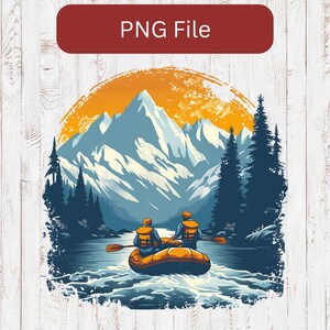 White Water Rafting PNG Files for Sublimation or DTF Design Mountain ...