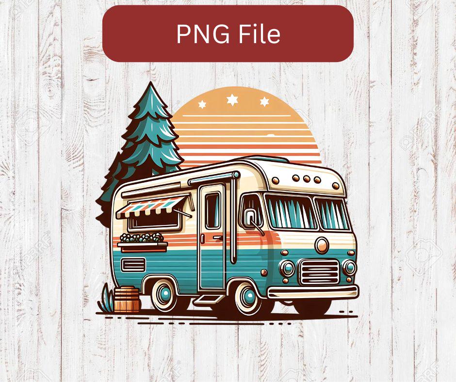 Retro Happy Camper RV PNG Sublimation Design File | Vintage Camper Van ...