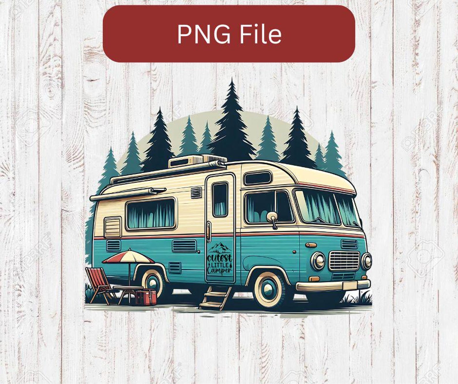 Retro Happy Camper RV PNG Sublimation Design File | Vintage Camper Van ...