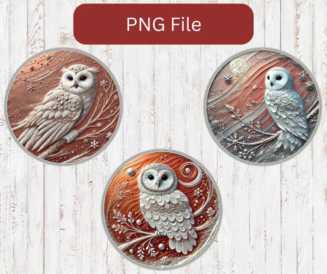 Glitter Snow Owl Clipart - 300 DPI PNG for Sublimation Design Metallic ...