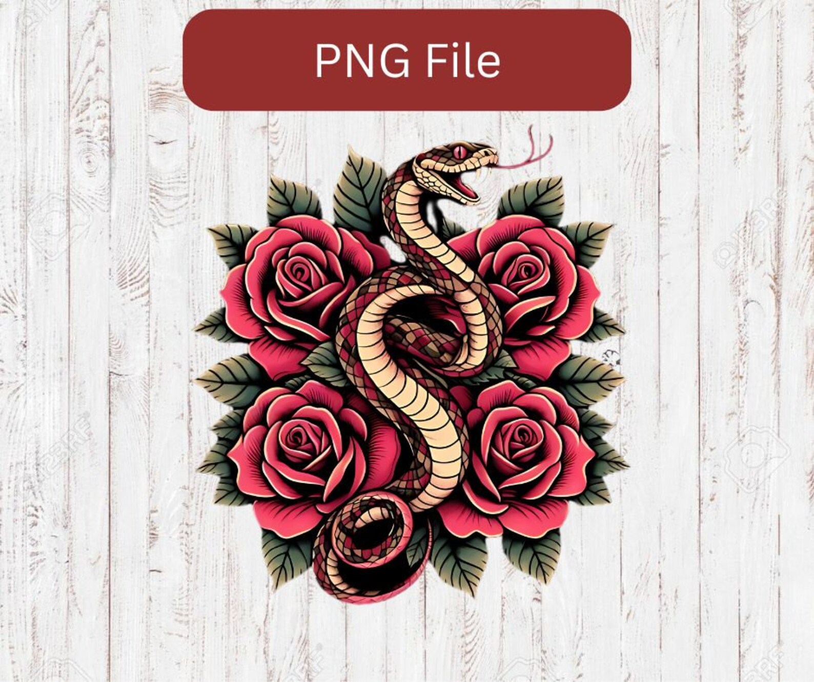 Snakes and Pink Roses PNG Bundle Sublimation Design Files Snake Tattoo ...