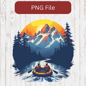 White Water Rafting PNG Files for Sublimation or DTF Design Mountain ...