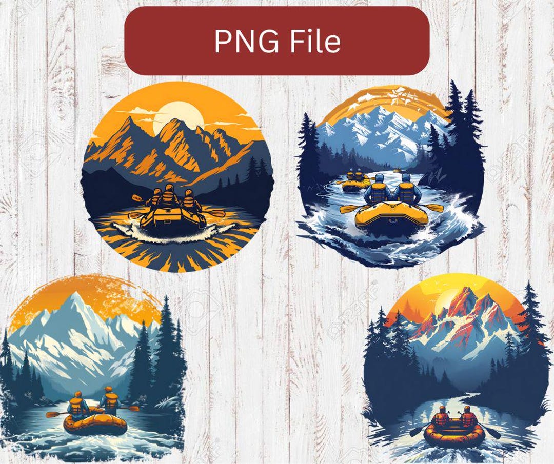 White Water Rafting PNG Files for Sublimation or DTF Design Mountain ...