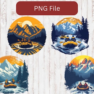 White Water Rafting PNG Files for Sublimation or DTF Design Mountain ...