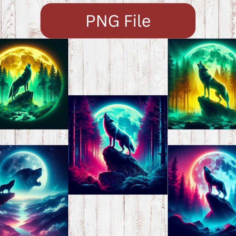 Wolfs Howling at the Moon - Etsy