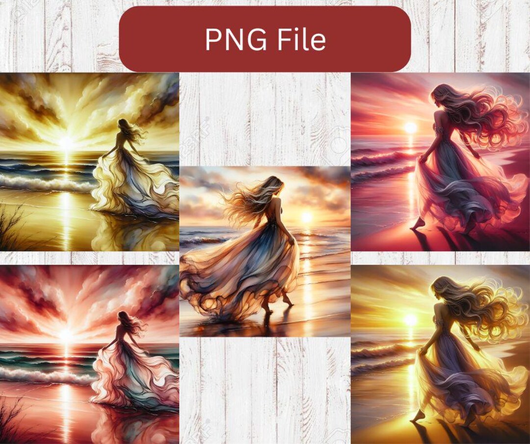 Sunset Beach Watercolor 300 DPI PNG for Sublimation | Digital Art Files ...