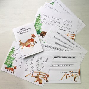 Winter Handwriting Practice Pack | Cursive Handwriting Pack - Etsy