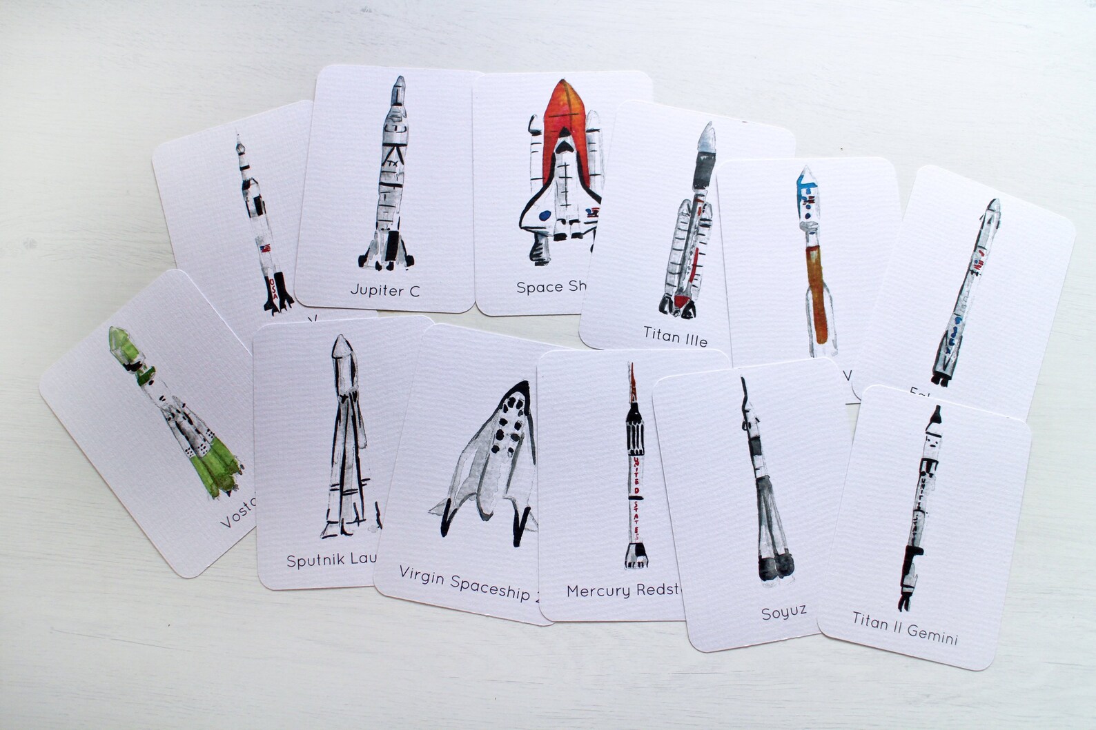 Set of 12 Space Rocket Flashcards Space Rockets Through | Etsy