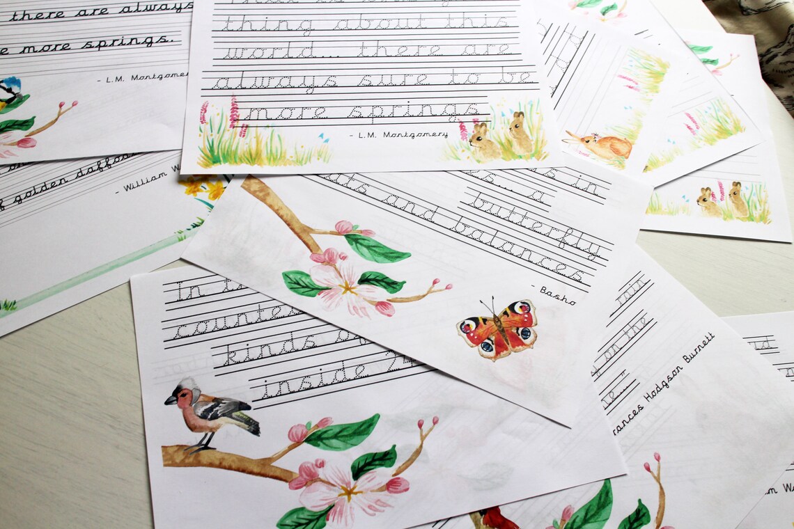 Spring Pre Cursive Handwriting Bundle Charlotte Mason Style - Etsy