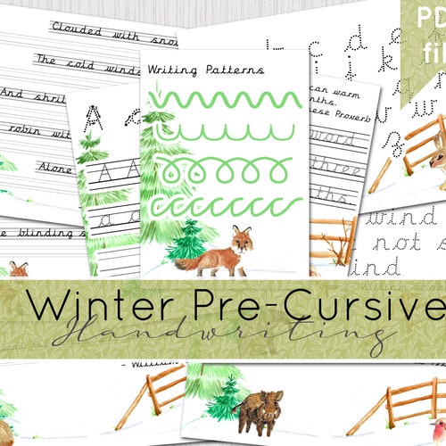 Cursive Handwriting Practice Pack Woodland Friends Joined - Etsy