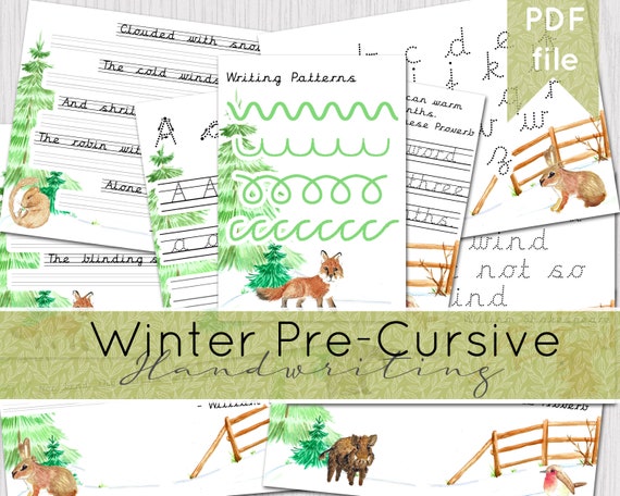 Winter Handwriting Practice Pack Cursive Handwriting Pack | Etsy