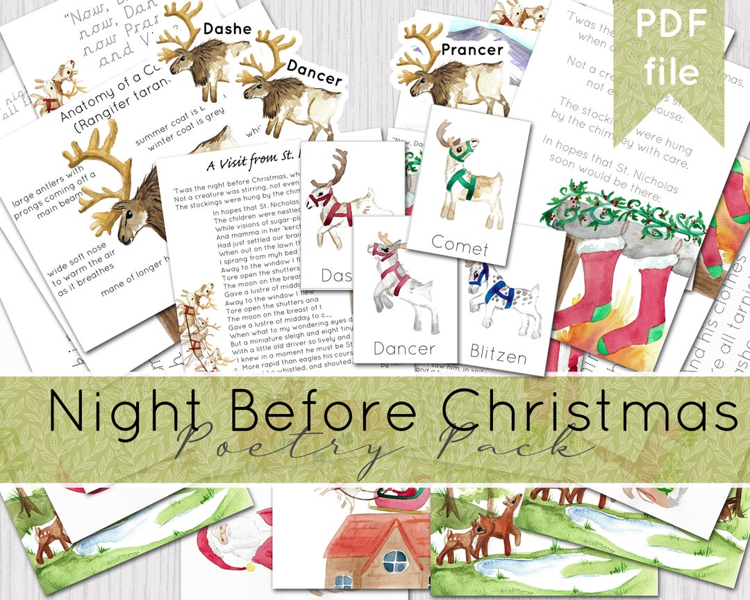 Night Before Christmas Poetry Study Pack | INSTANT DOWNLOAD - Etsy