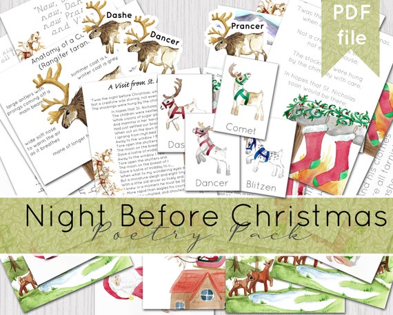 Night Before Christmas Poetry Study Pack INSTANT DOWNLOAD | Etsy UK