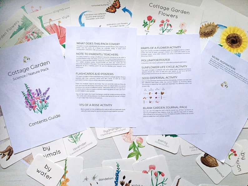Cottage Garden Flowers Printable Science and Nature Study Pack - Etsy UK
