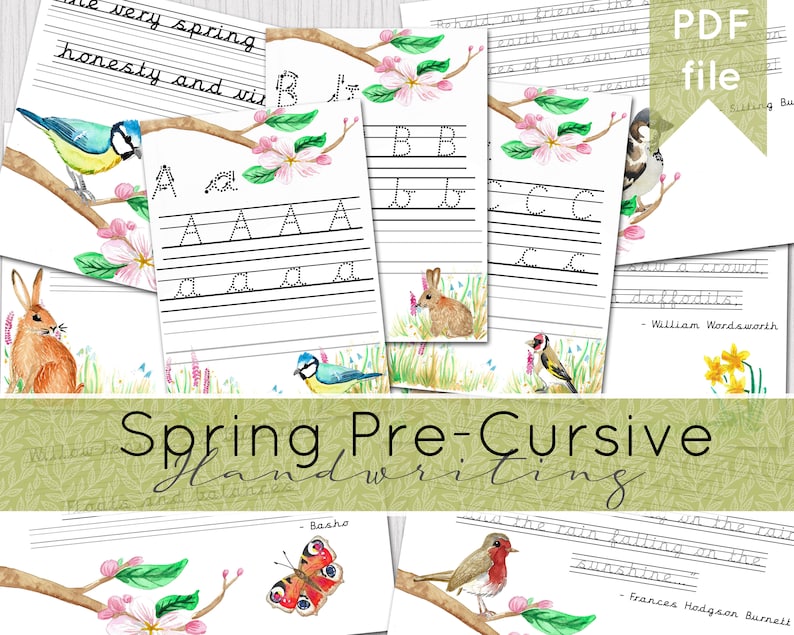 Spring Pre Cursive Handwriting Bundle Charlotte Mason Style - Etsy