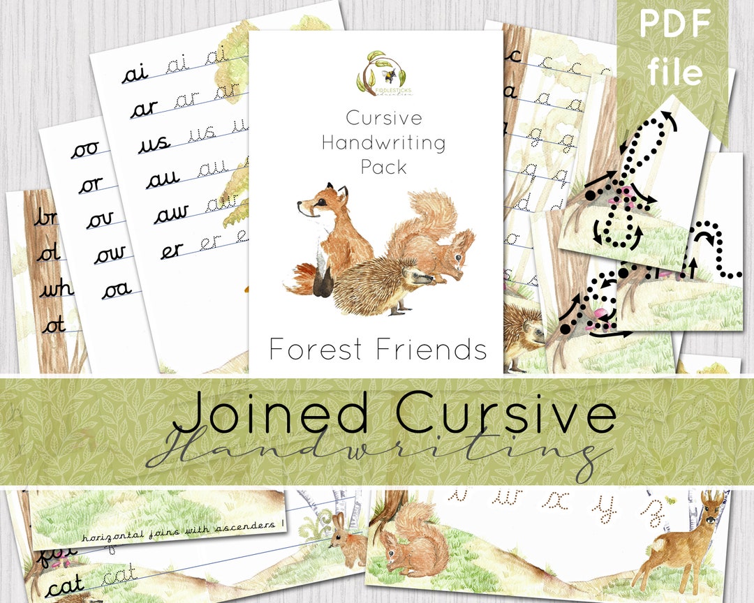 Cursive Handwriting Practice Pack | Woodland Friends Joined Writing ...