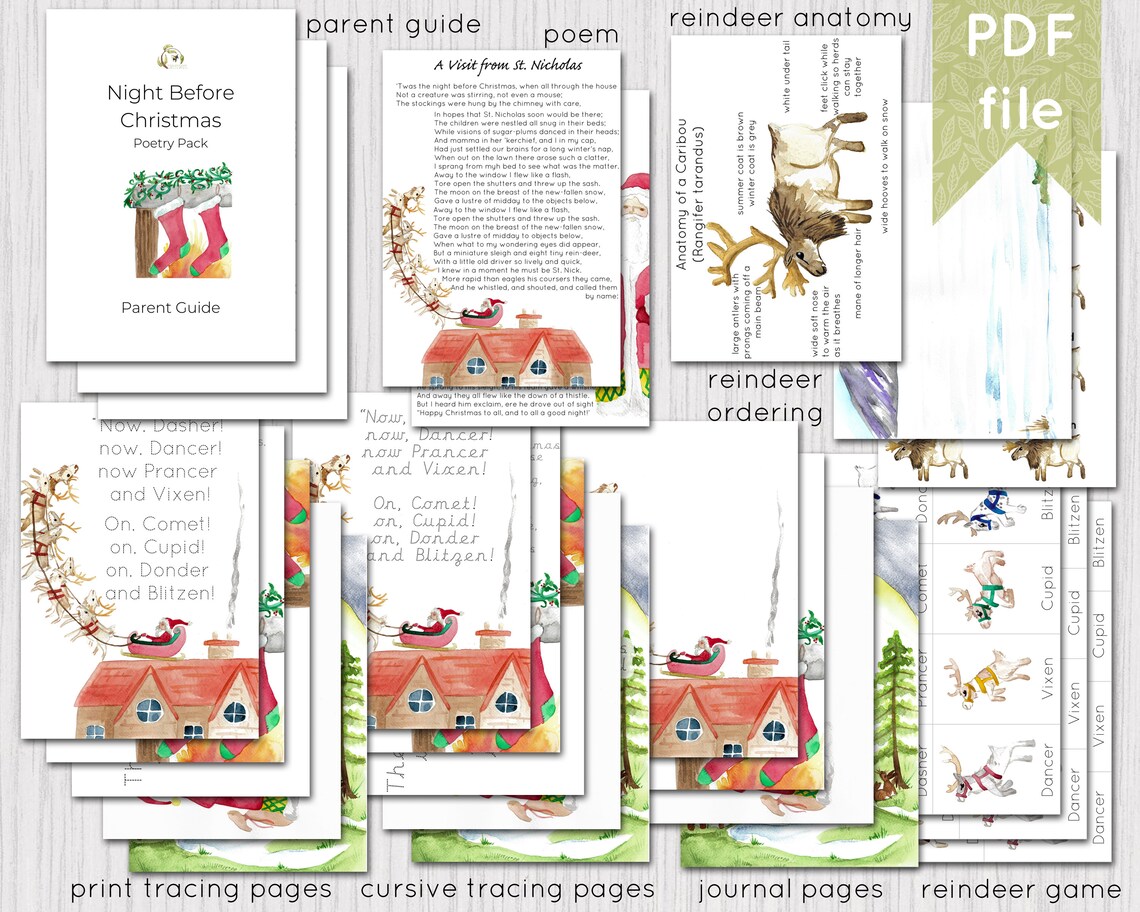 Night Before Christmas Poetry Study Pack | INSTANT DOWNLOAD - Etsy
