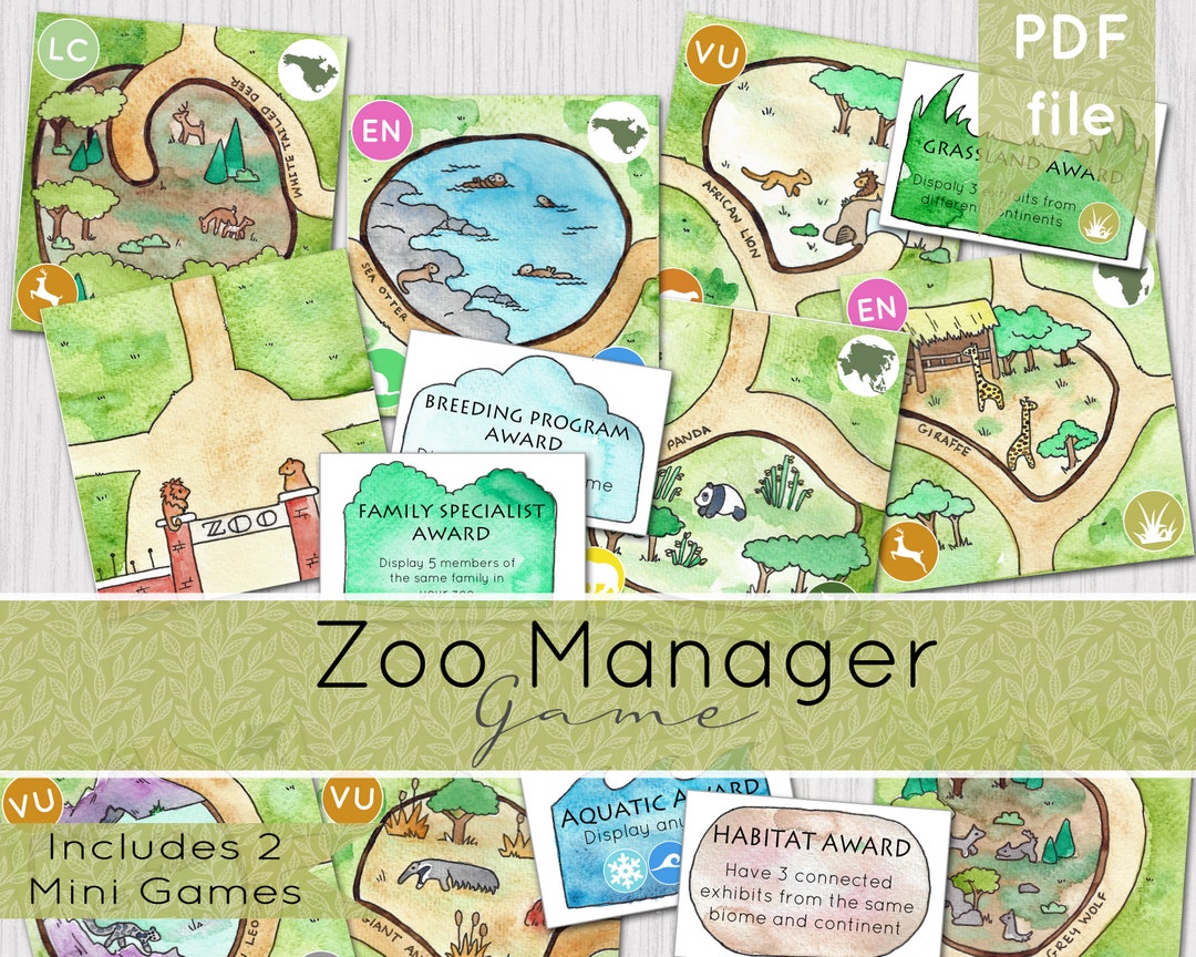 Zoo Manager Printable Game | Print and Play Card Game | DIGITAL ...