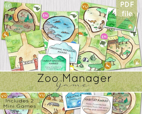 Zoo Manager Printable Game Print and Play Card Game - Etsy