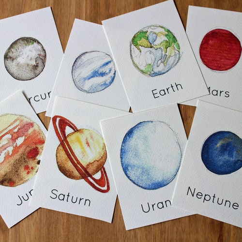 Planets Flash Cards Solar System Printable Flashcards | Etsy
