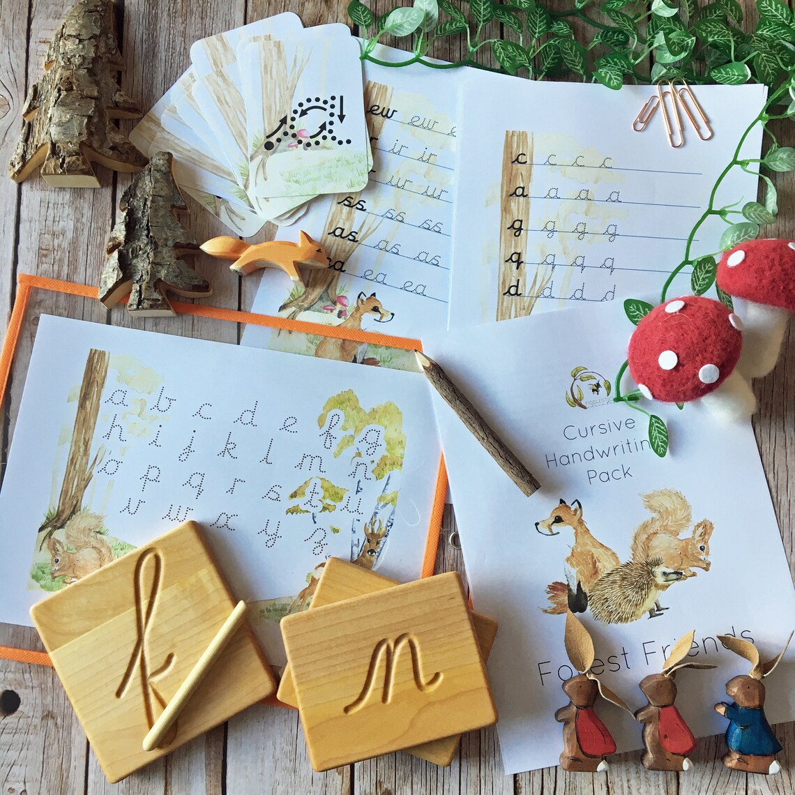 Cursive Handwriting Practice Pack Woodland Friends Joined - Etsy