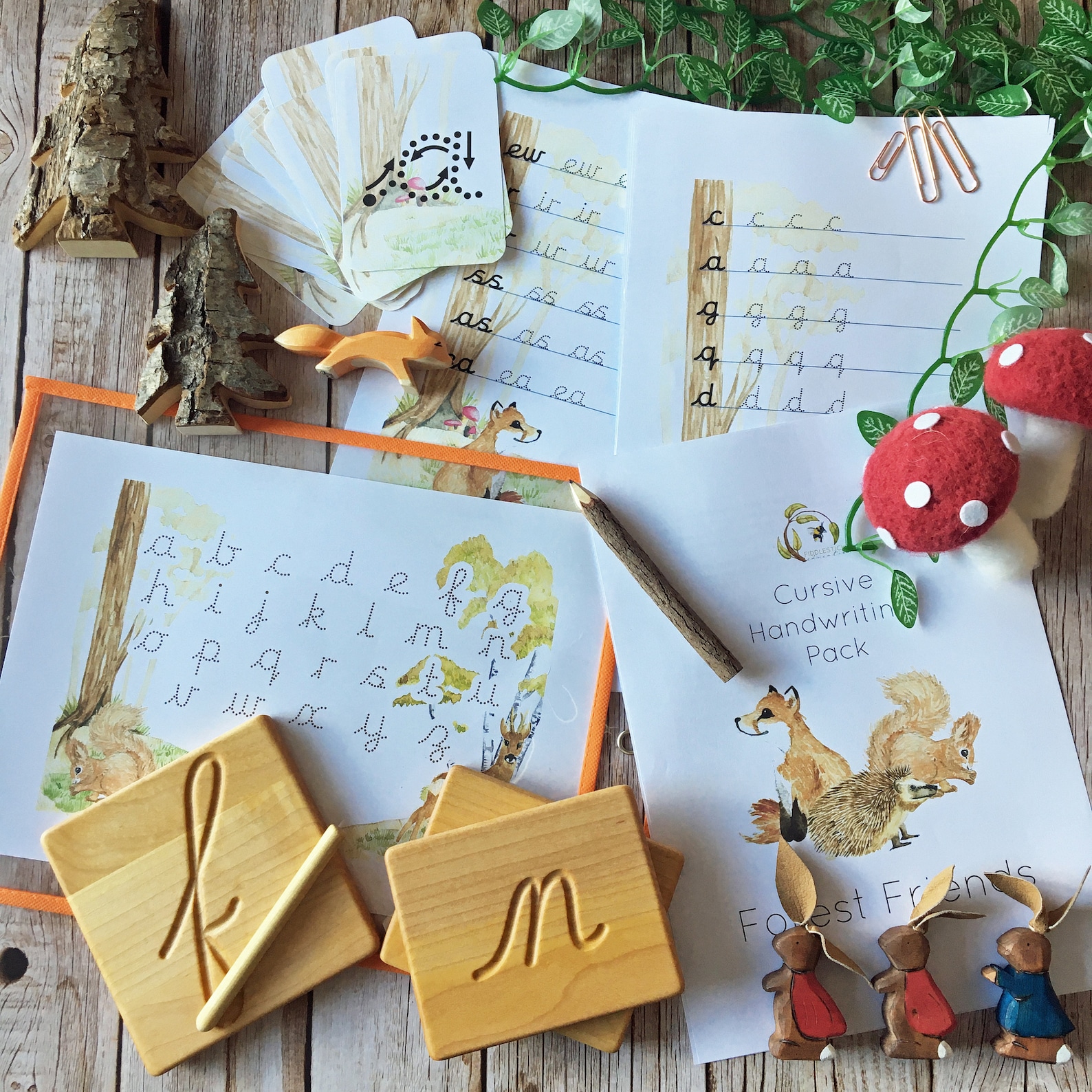 Cursive Handwriting Practice Pack Woodland Friends Joined - Etsy