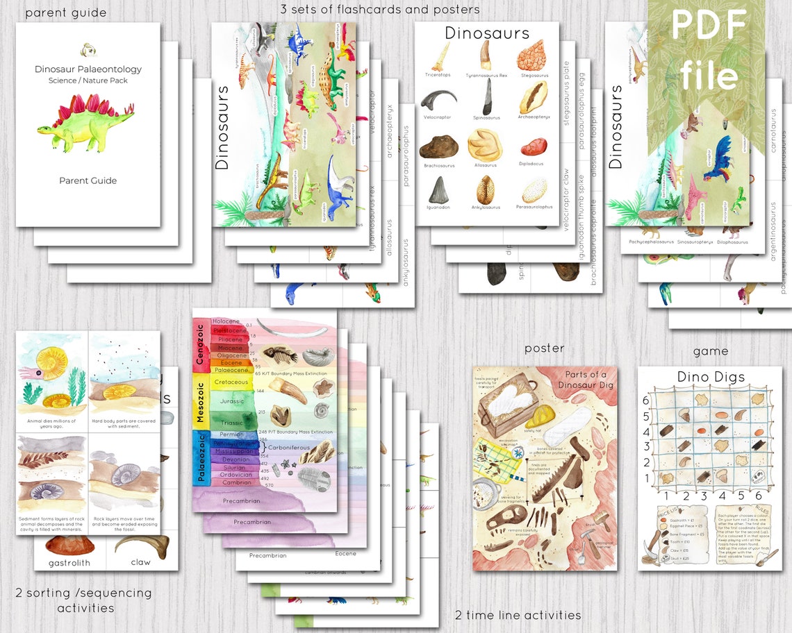 Dinosaur Nature Pack Palaeontology Science Pack DIGITAL - Etsy