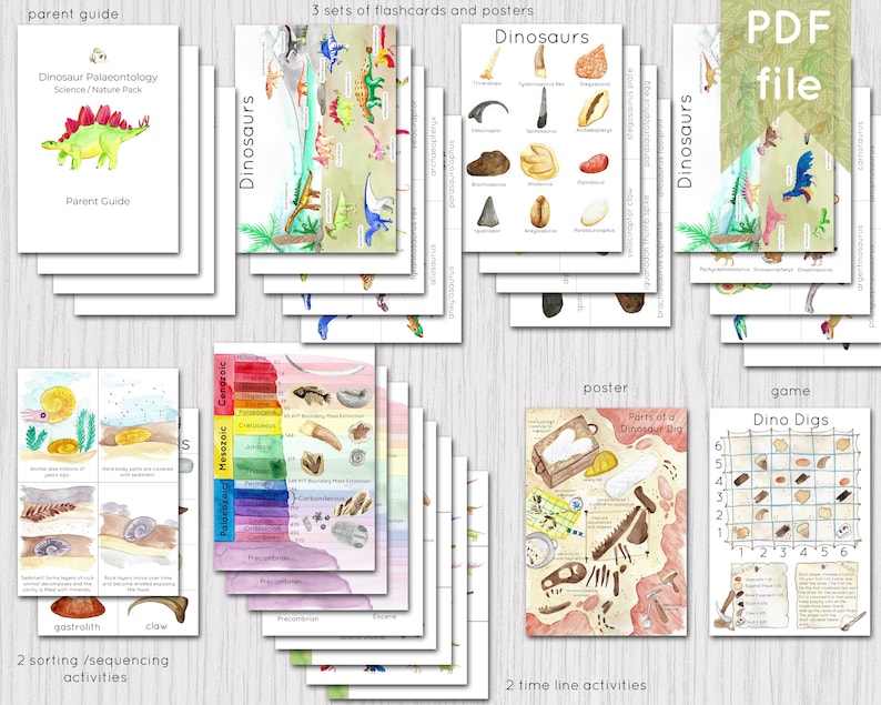 Dinosaur Nature Pack Palaeontology Science Pack DIGITAL - Etsy