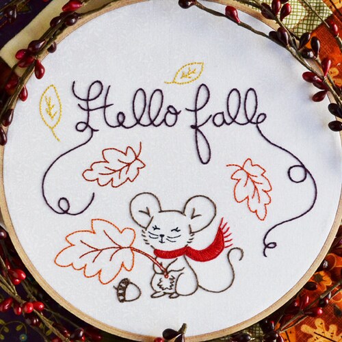 Hello Fall Embroidery Pattern - Etsy