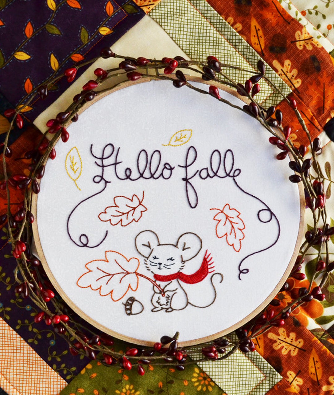Hello Fall Embroidery Pattern - Etsy