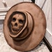 Levi: Skull Crown Shape Mens Hat . Hand Shaped Hat, Burned Hat, Cowboy ...