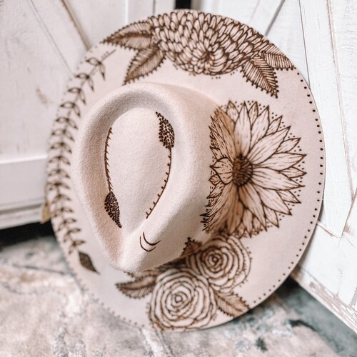 Made to Order Handcrafted Burned Wide Brim Hat - Etsy