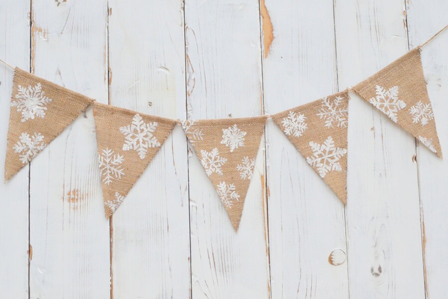 Snowflake Burlap Banner, Flag, Bunting, Pennant...photo Prop ...