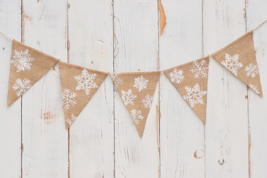 Snowflake Burlap Banner, Flag, Bunting, Pennant...photo Prop ...