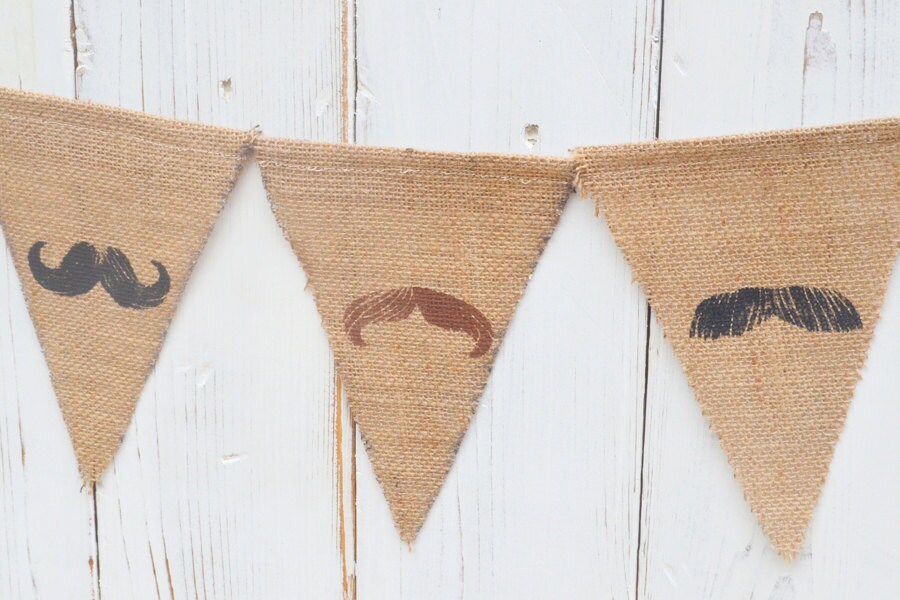 Mustache Burlap Banner, Flag, Bunting, Pennant...photo Prop...halloween ...