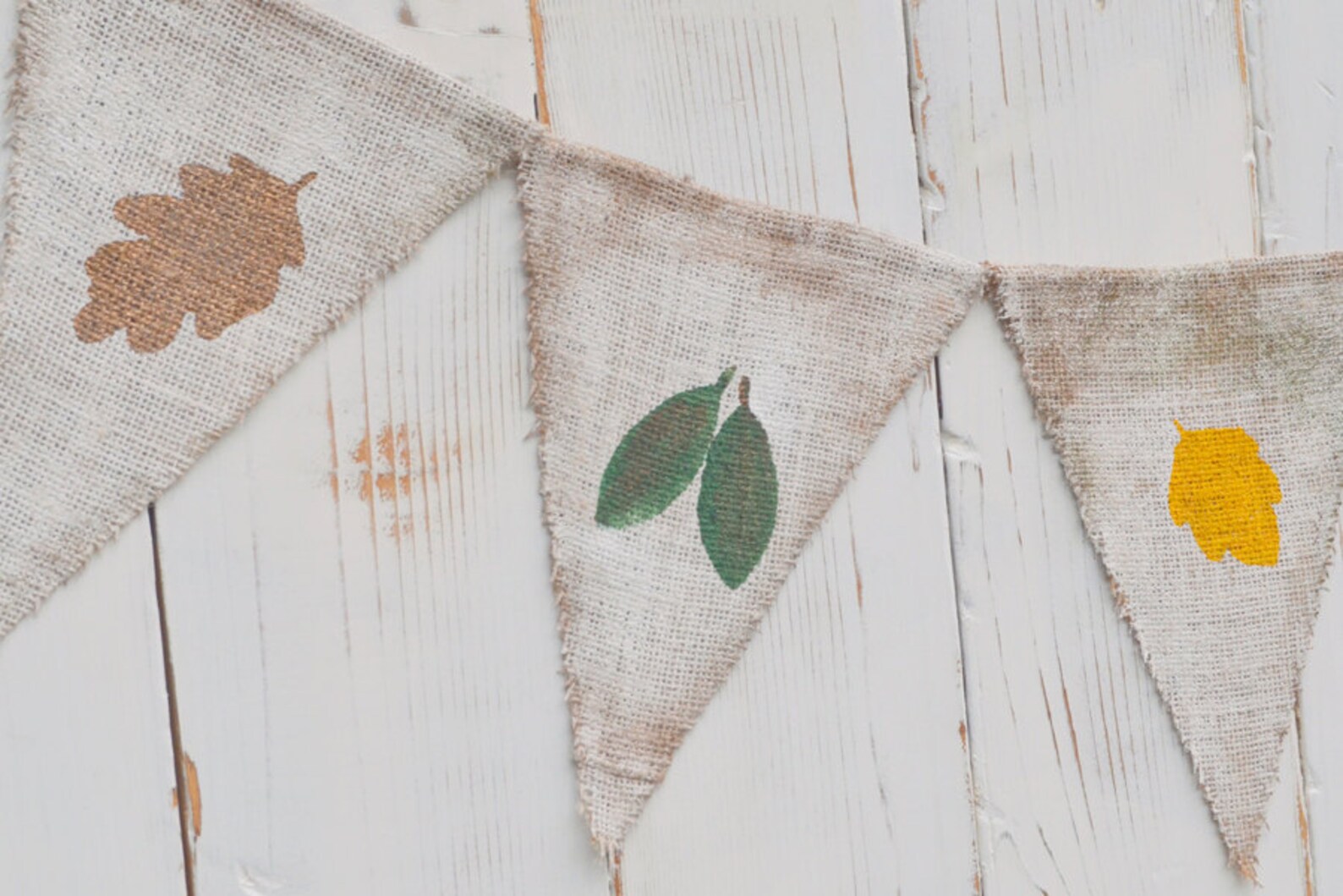 5 Pennant Fall Leaf Burlap Banner, Flag, Bunting, Pennant...photo Prop ...
