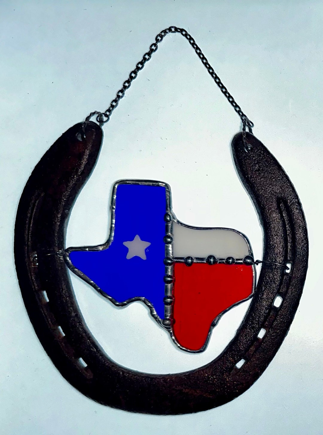 Stained Glass Texas Horseshoe Suncatcher - Etsy