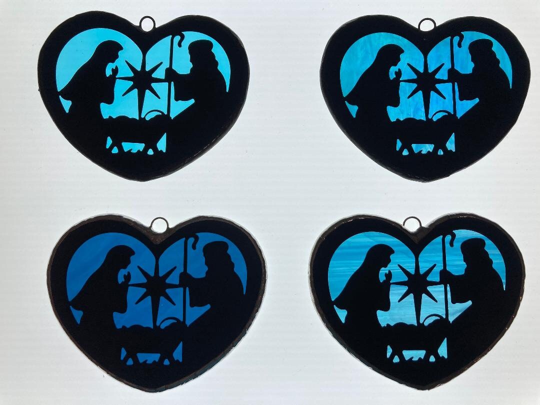Stained Glass Nativity Heart Suncatcher Ornament - Etsy