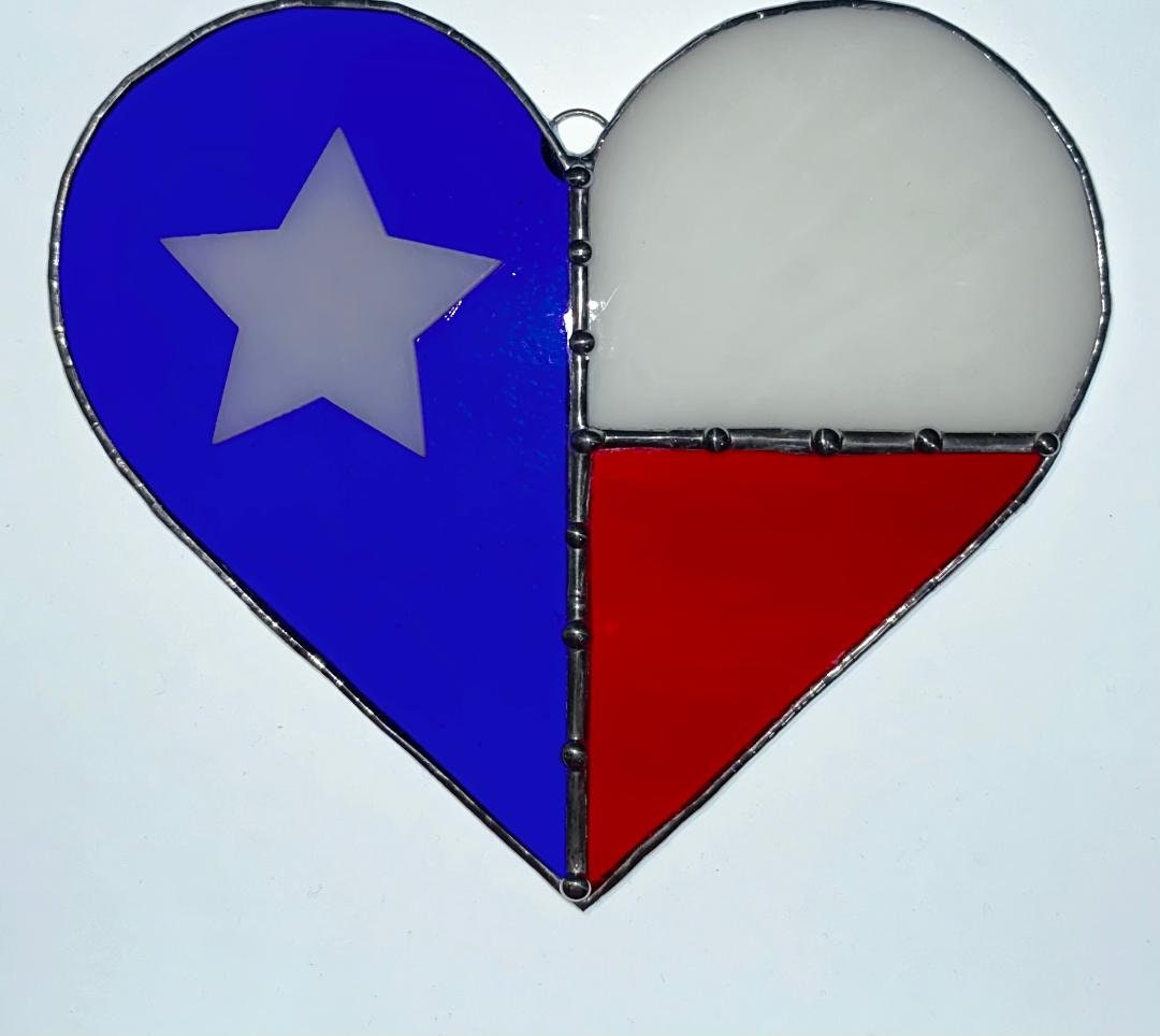 Stained Glass Texas Heart Suncatcher Large - Etsy