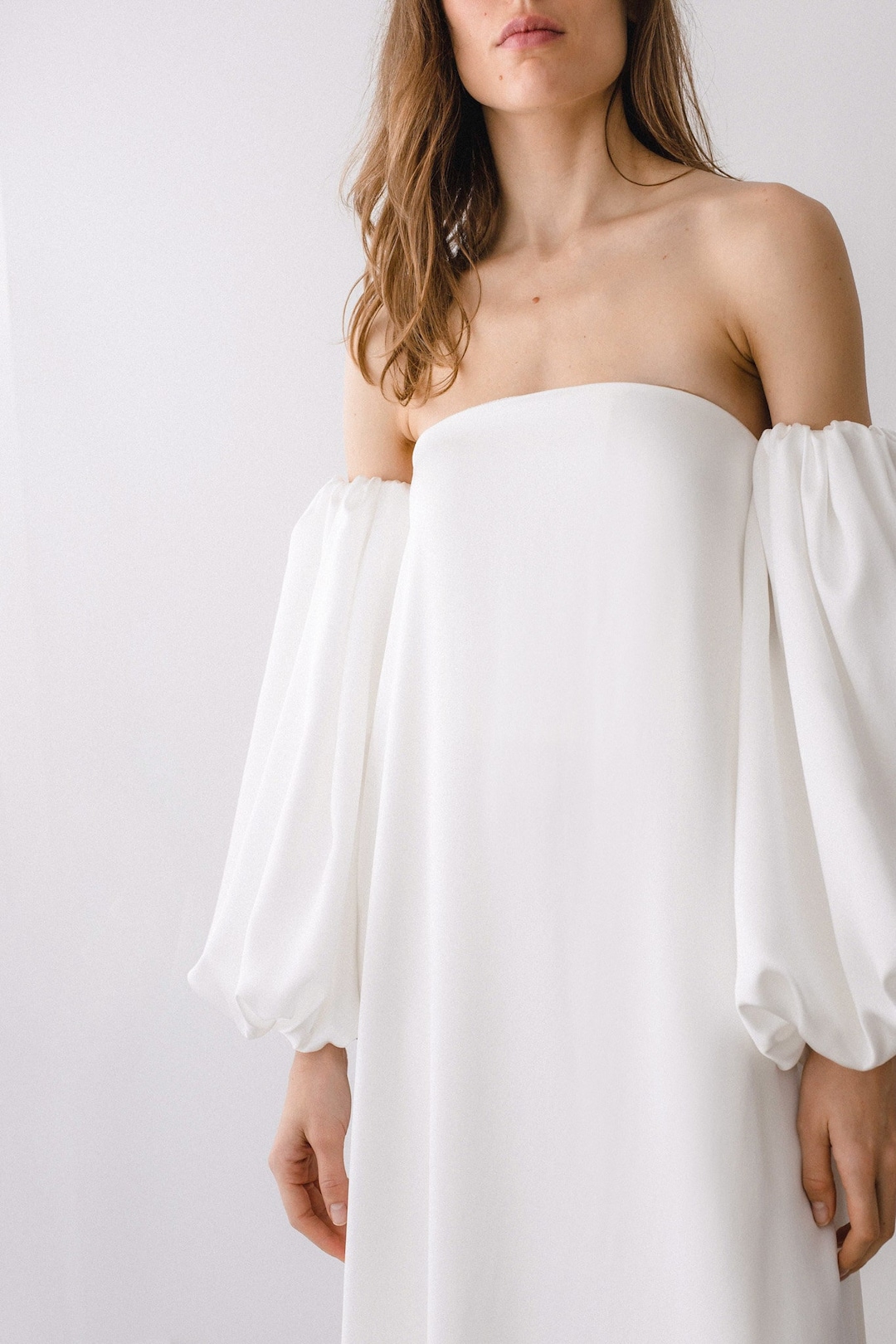 Modern Bridal Puff Detachable Sleeves, Ivory Silk Separate Wedding ...