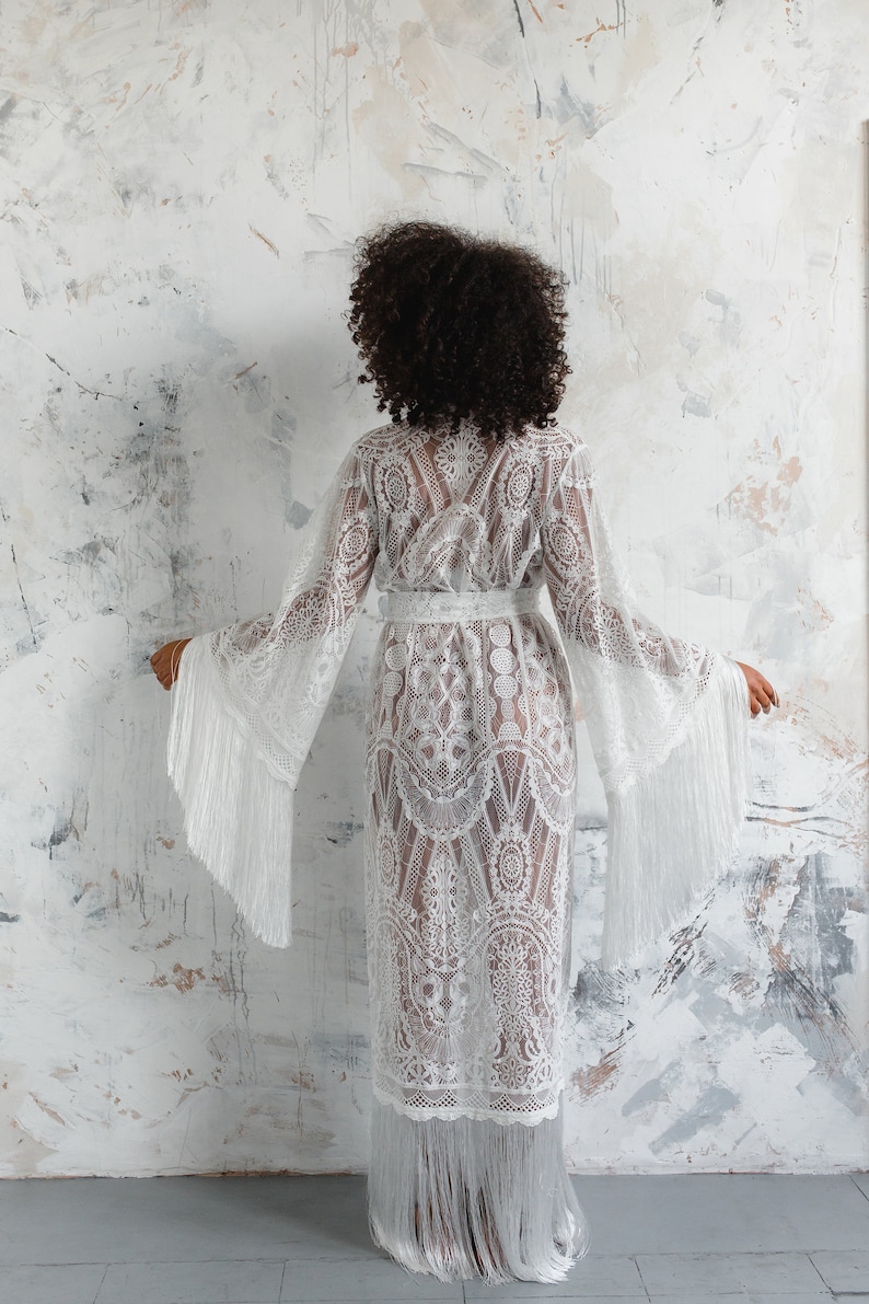 Boho Tassel Kimono Robe Bohemian Style Elopement or Beach - Etsy