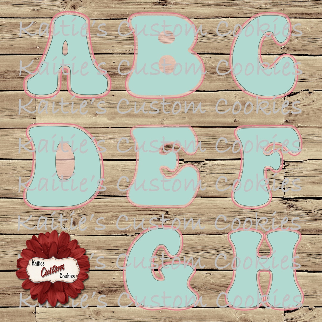 FULL SET Flower Power Groovy Letters Cookie Cutters / Fondant Cutter ...