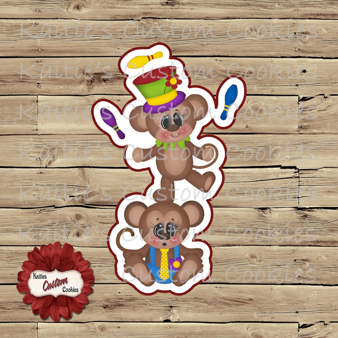 Juggling Circus Monkey Duo Cookie Cutter / STL File / Fondant Cutters ...
