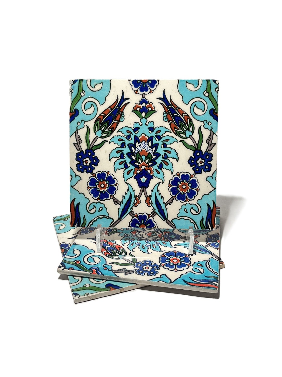 Three 3 Vintage Turkish Art Pottery Kutahwa Altin Cini Tiles - Etsy