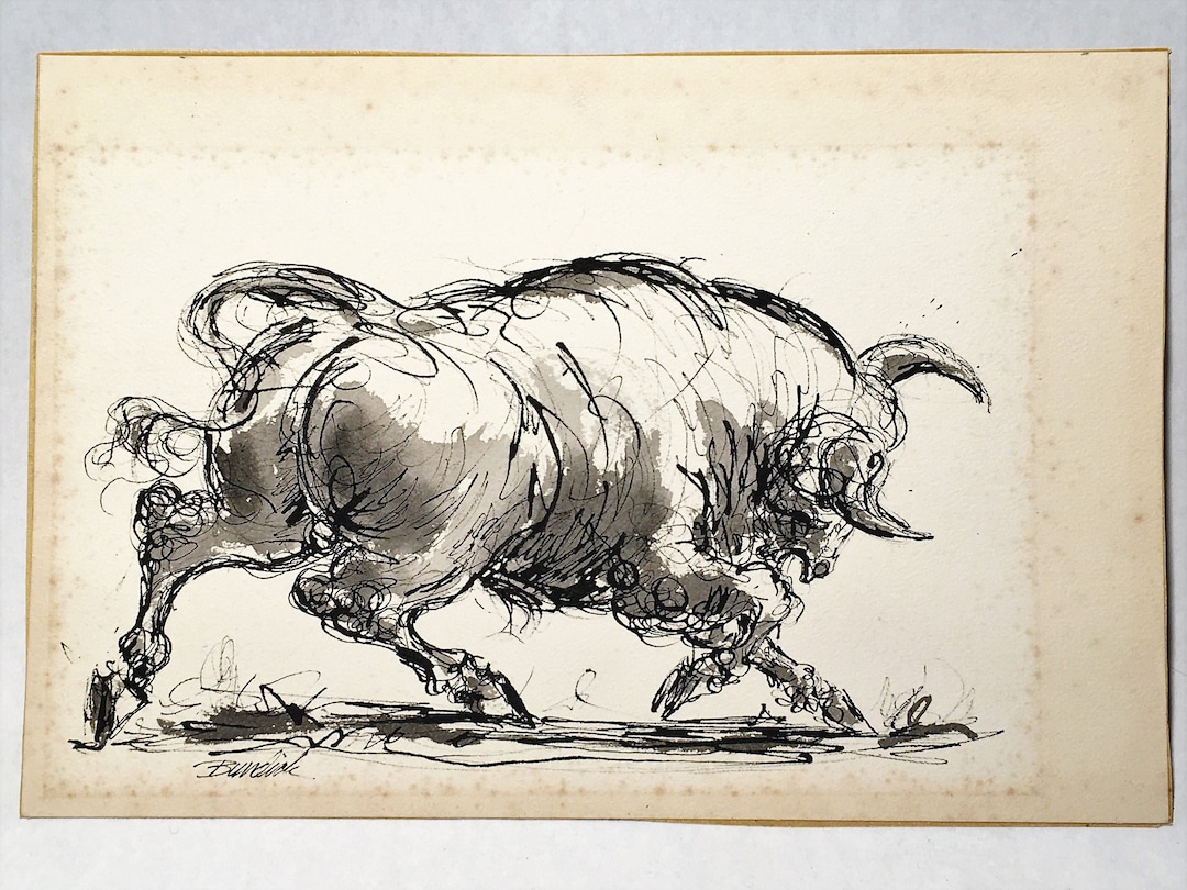 Charles Burdick Fine Art Pen & Ink Illustration of a Charging - Etsy UK