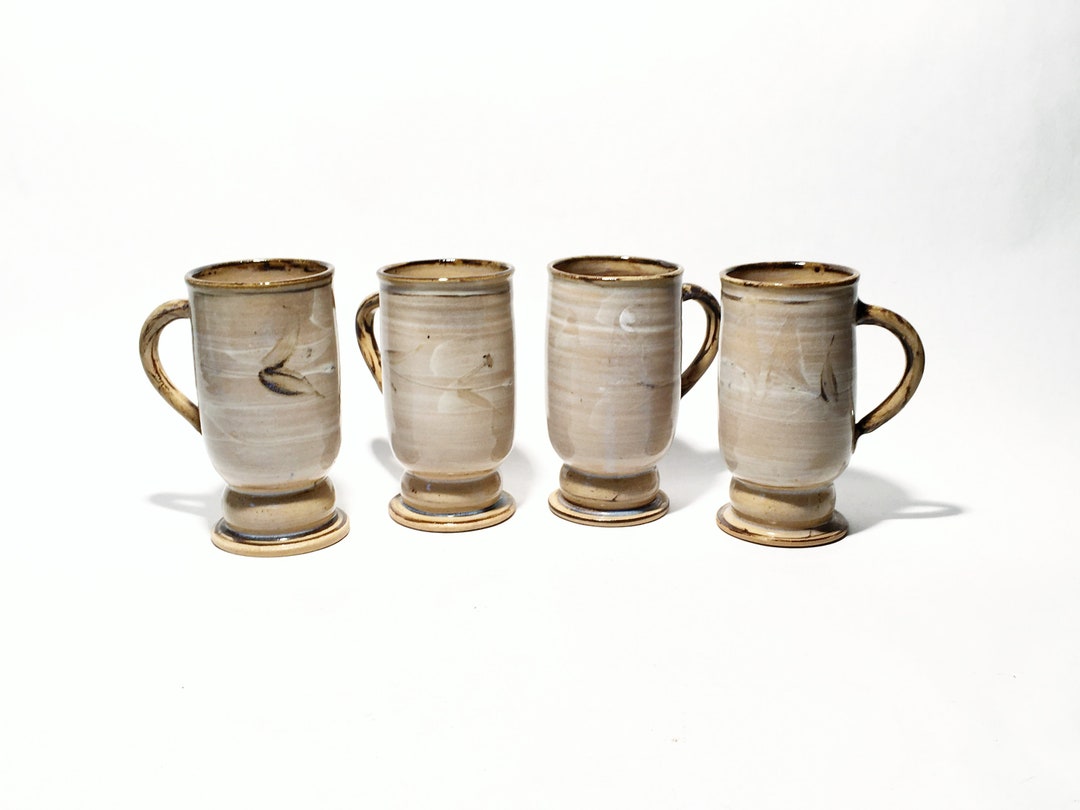 Steven Kaye Studio Art Pottery Footed Mugs w Asian Influence - Etsy.de